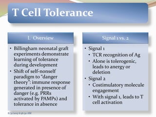 Immunotolerance: mechanism and consequence | PPTX