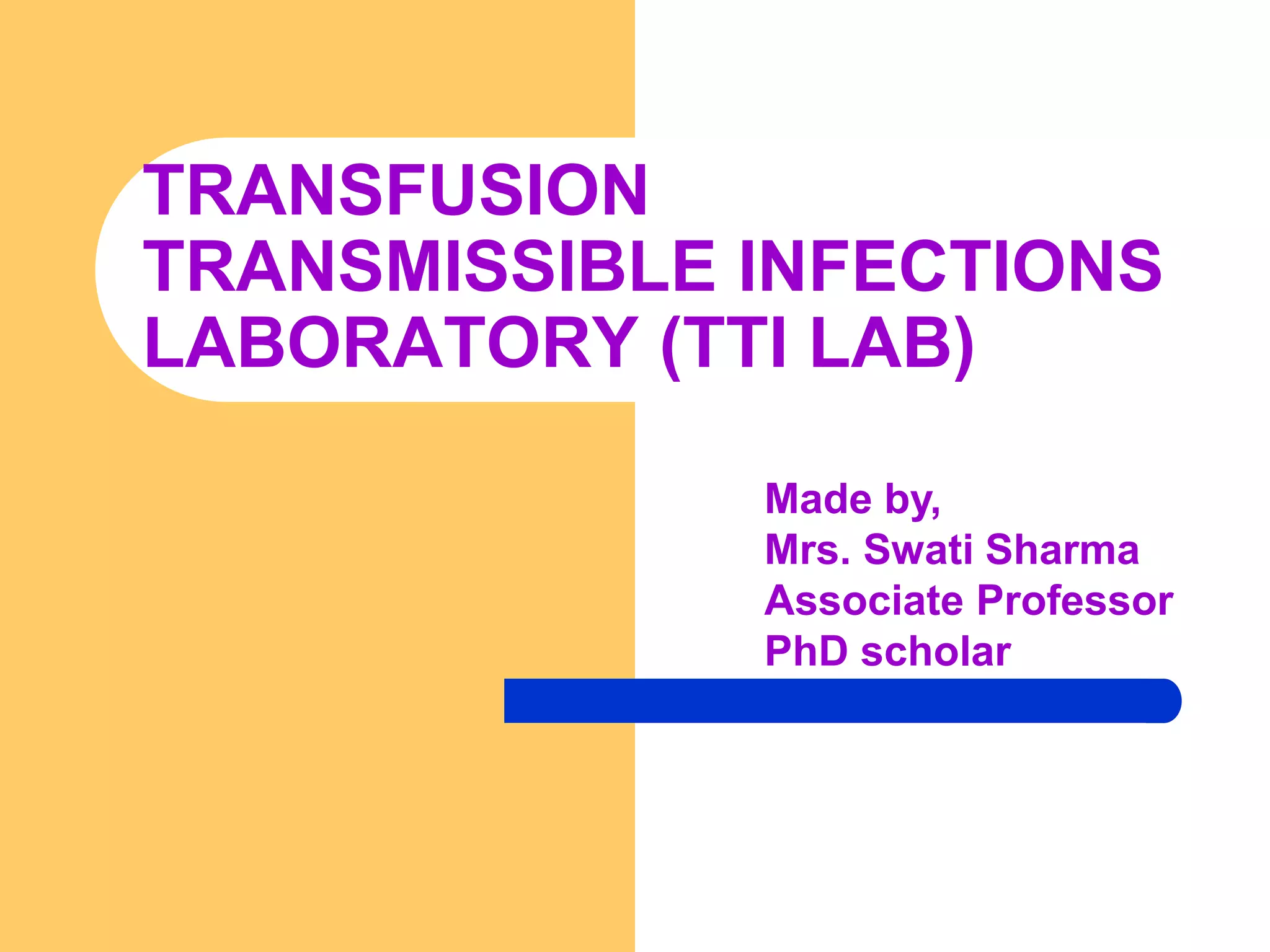 Transfusion transmissible infectious laboratory procedures | PDF