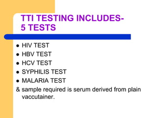Transfusion transmissible infectious laboratory procedures | PDF