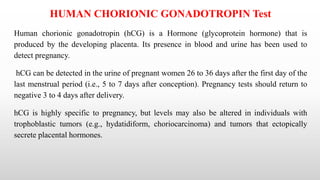 Immuology HUMAN CHORIONIC GONADOTROPIN Test (HCG) | PPTX