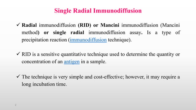 Single Radial Immunodiffusion | PPTX | Chemistry | Science