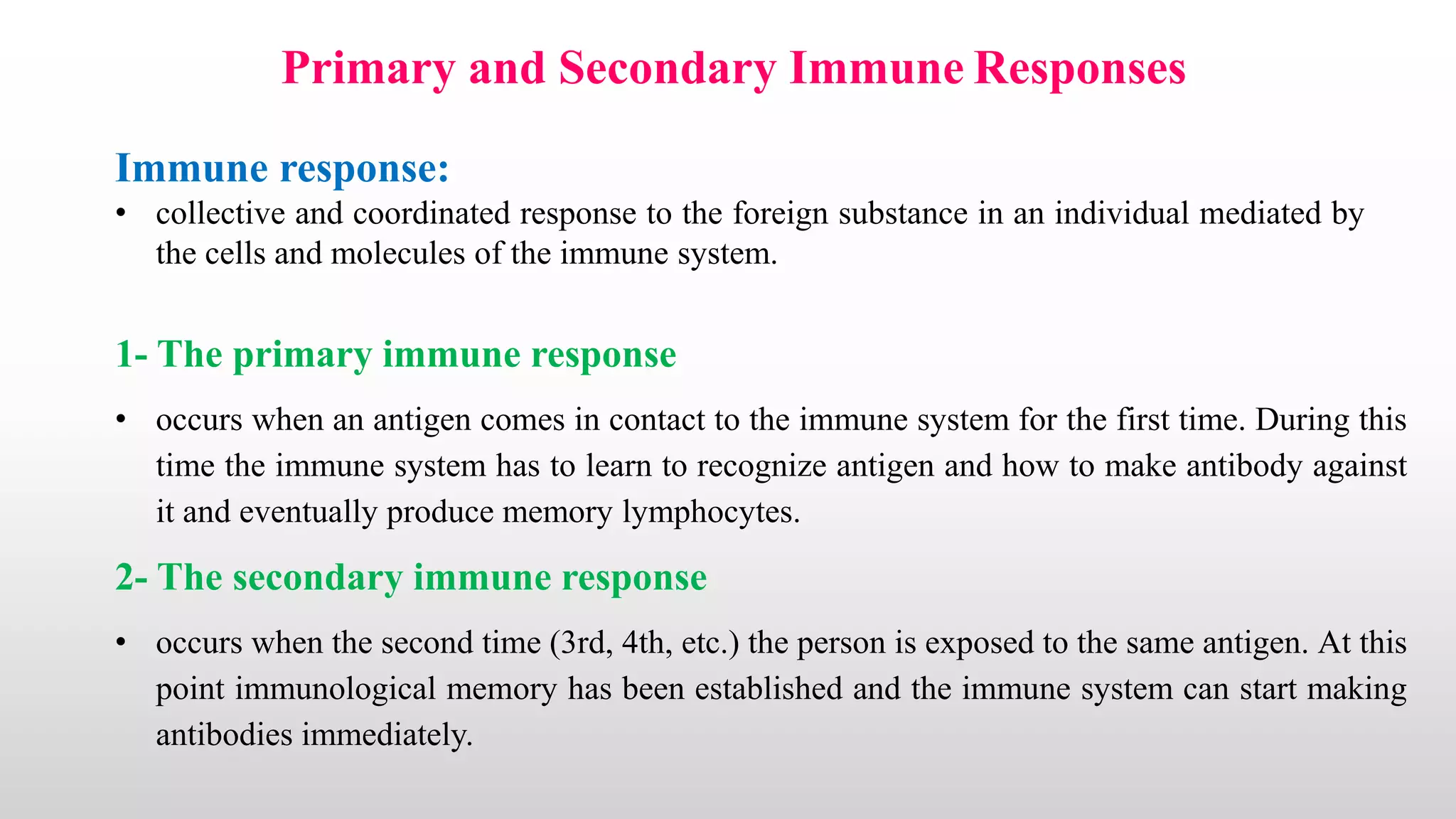 Primary and Secondary Immune Responses | PPTX