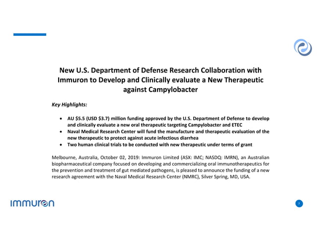 Immuron corp presentation jan2020 | PPT | Free Download