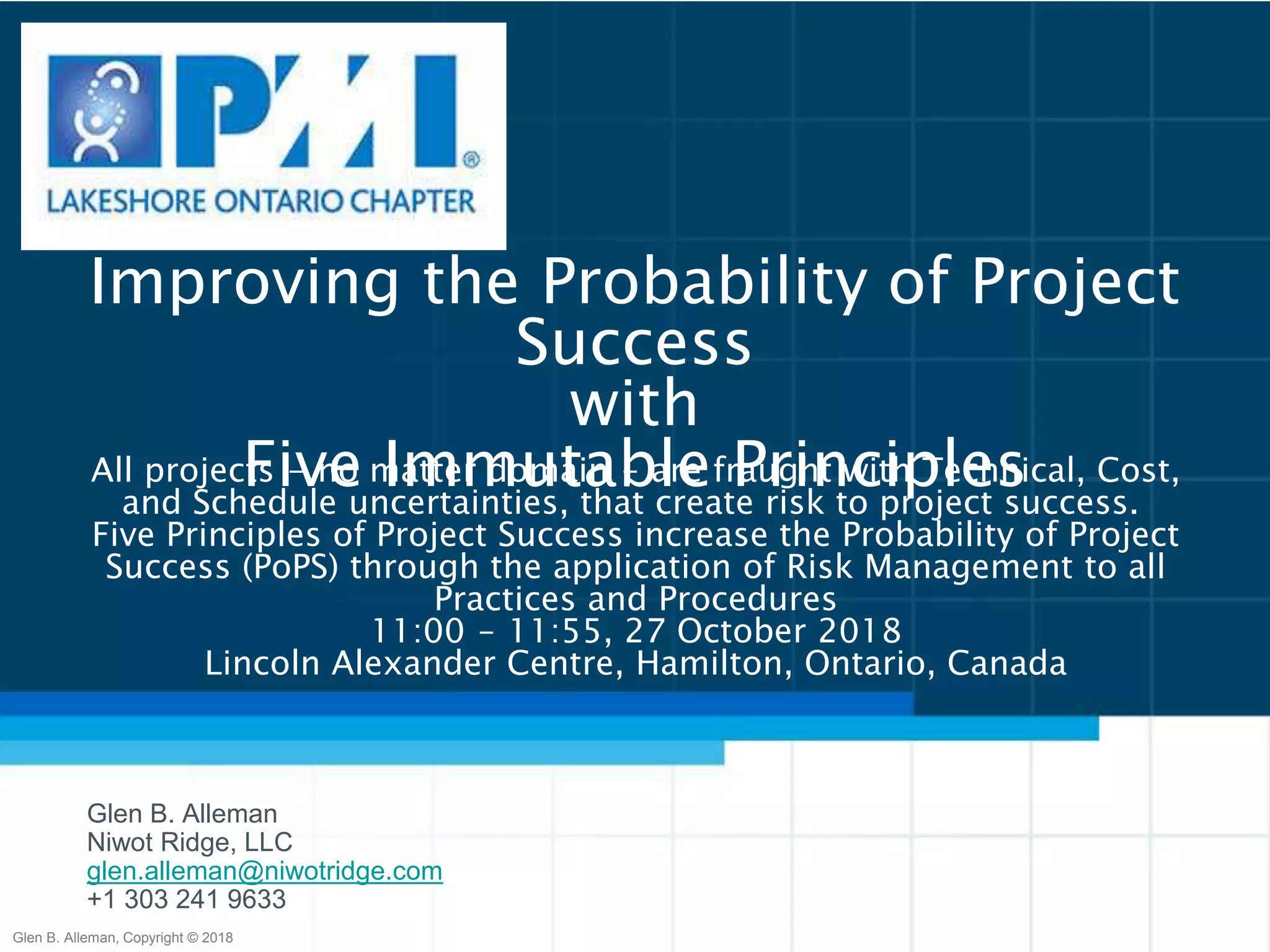Immutable Principles of Project Management (Toronto PMI) | PPTX