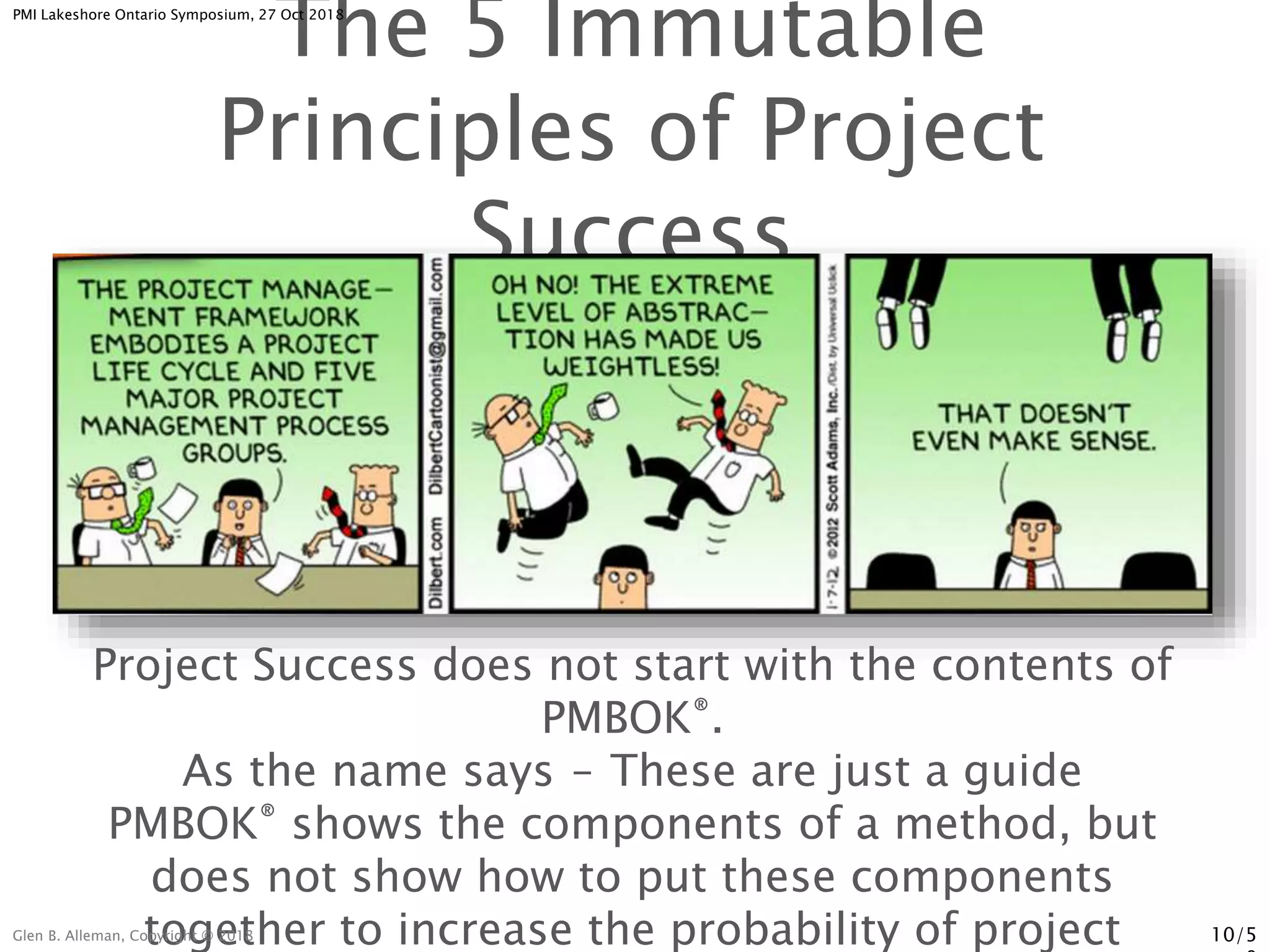 Immutable Principles of Project Management (Toronto PMI) | PPTX