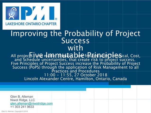 Immutable Principles of Project Management (Toronto PMI) | PPT