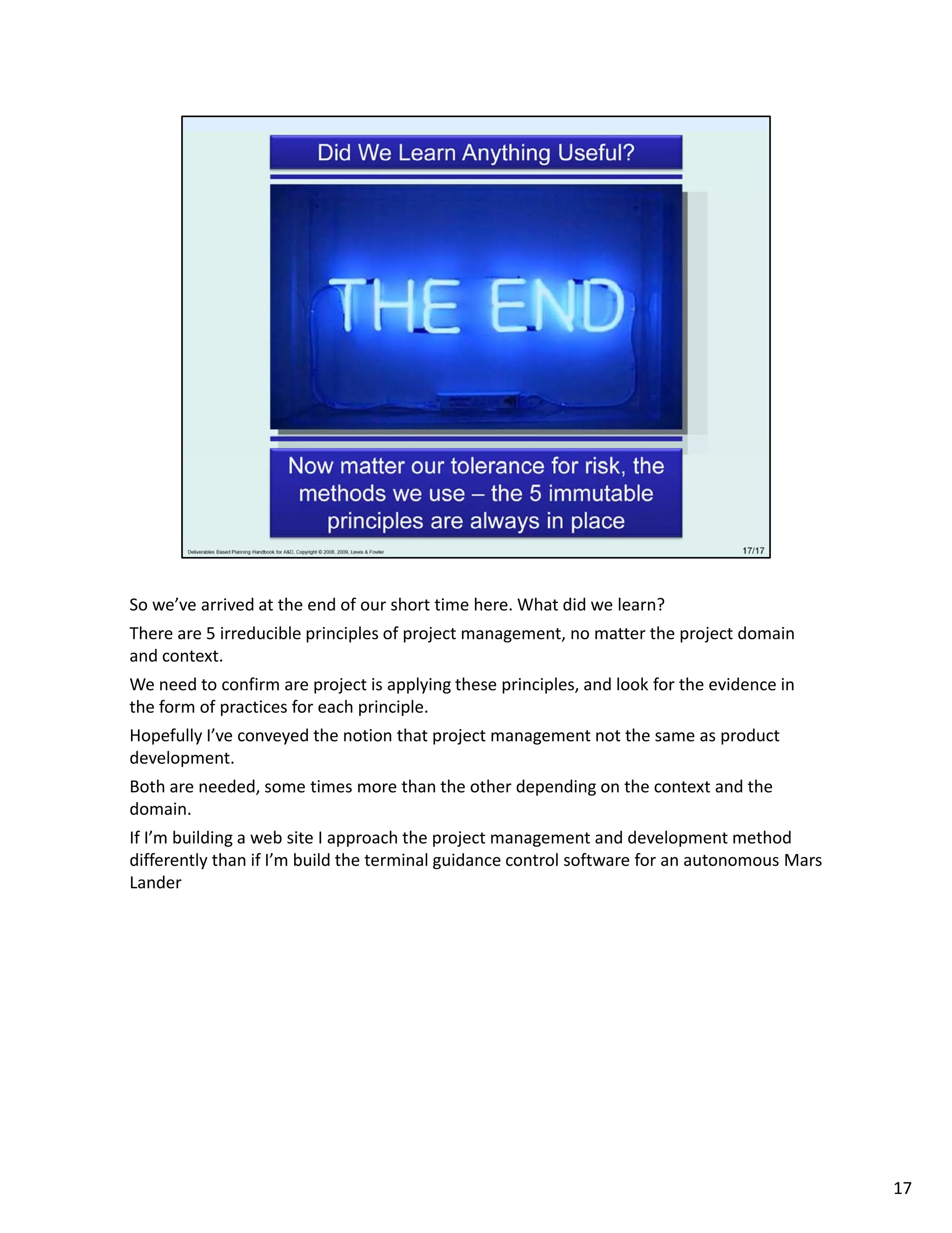 Immutable Principles Of Project Management (V7 Final Cmu) | PDF