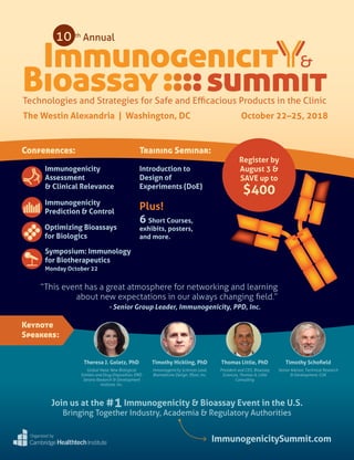 CHI's Immunogenicity & Bioassay Summit 2018 | PDF