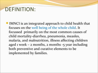 IMNCI - Intregrated Management of Neonatal and childhood illness | PPT