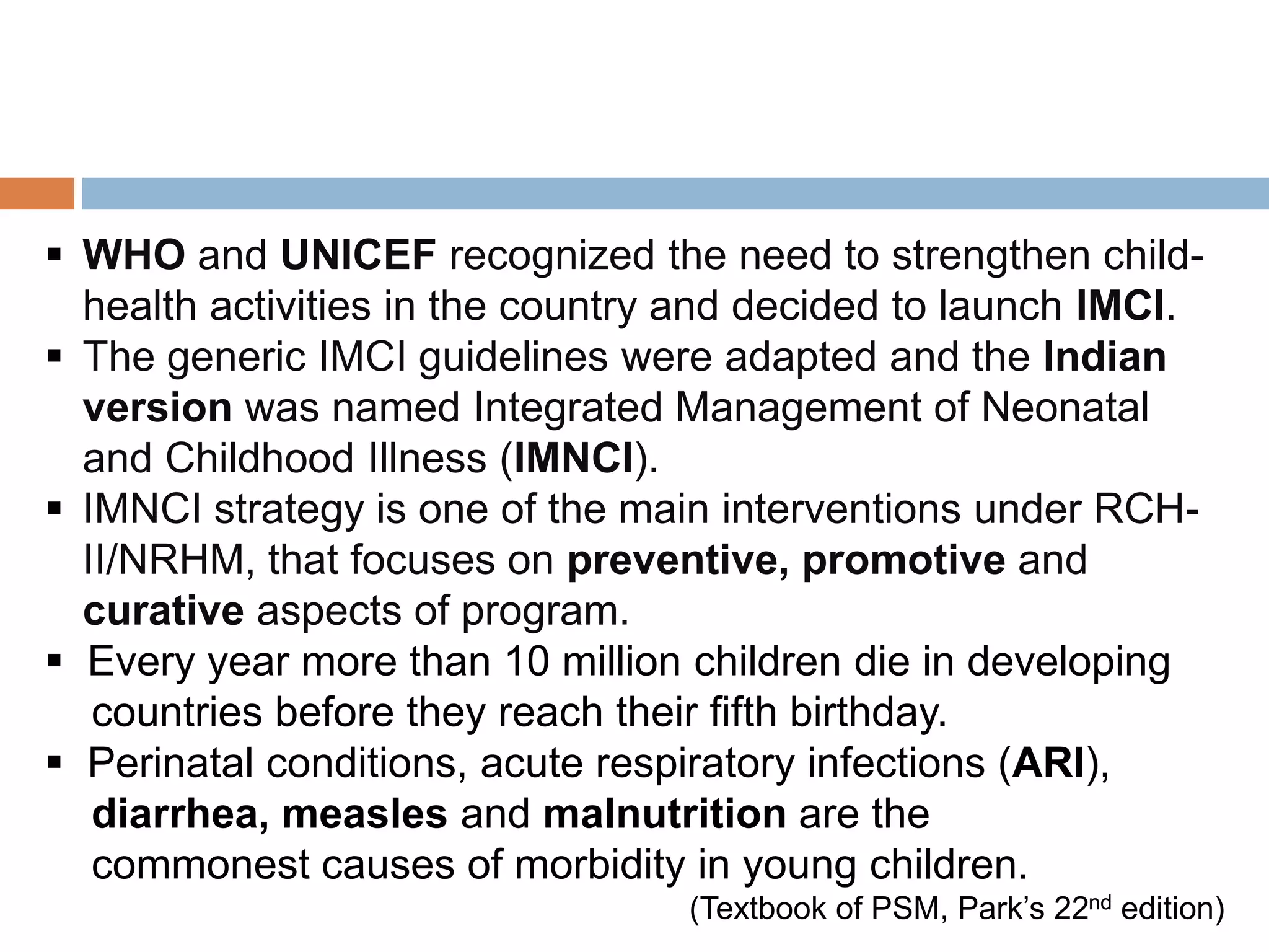 Integrated management of Neonatal and Childhood illness among Infants ...