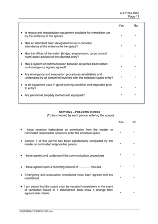Imo entry into enclosed space permit | PDF