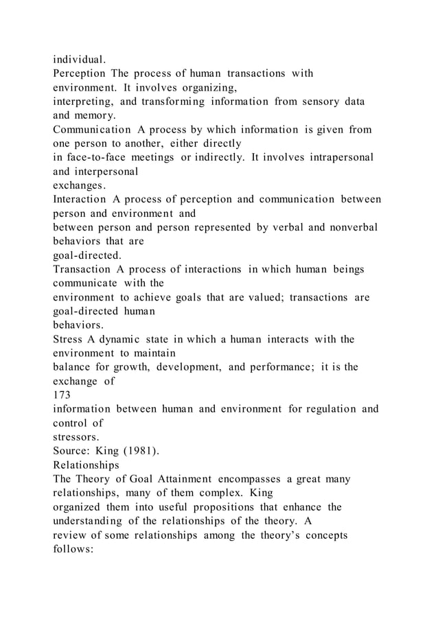 Imogene king king’s conceptual system and theory of goal attainm | PDF