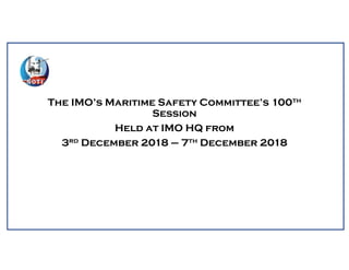 Imo msc 100 a gist | PDF