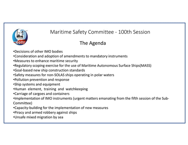 Imo msc 100 a gist | PDF