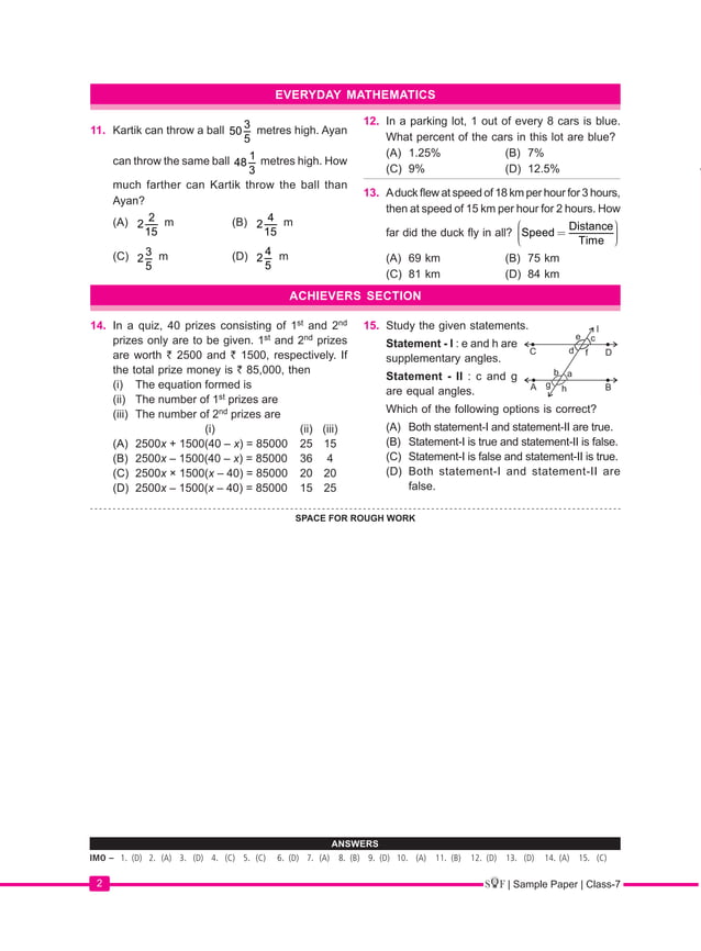 Imo sample paper_class-7 | PDF