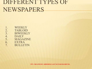 IMPORTANCE OF NEWSPAPER IN A NEW MANNER (BY:- ABHISHEK L. BAGRECHA) | PPSX