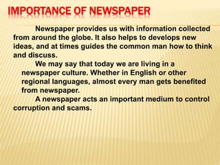 IMPORTANCE OF NEWSPAPER IN A NEW MANNER (BY:- ABHISHEK L. BAGRECHA) | PPSX