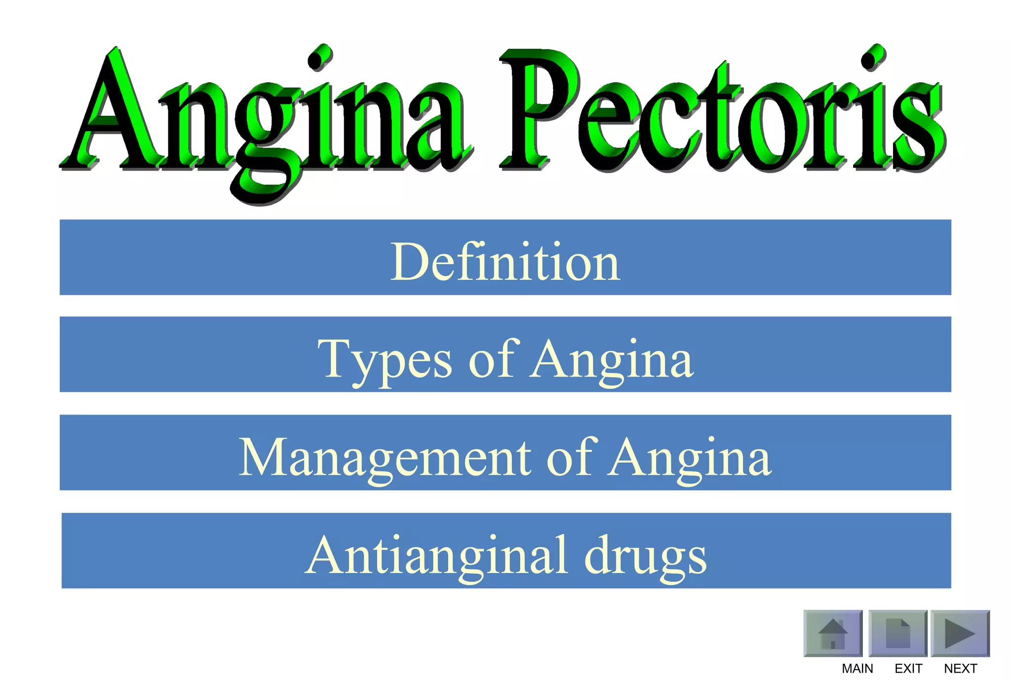 Management of Angina Pectoris | PPT