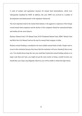 a study on mutual fund in india | PDF