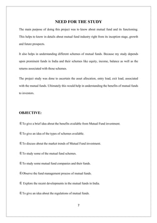 a study on mutual fund in india | PDF