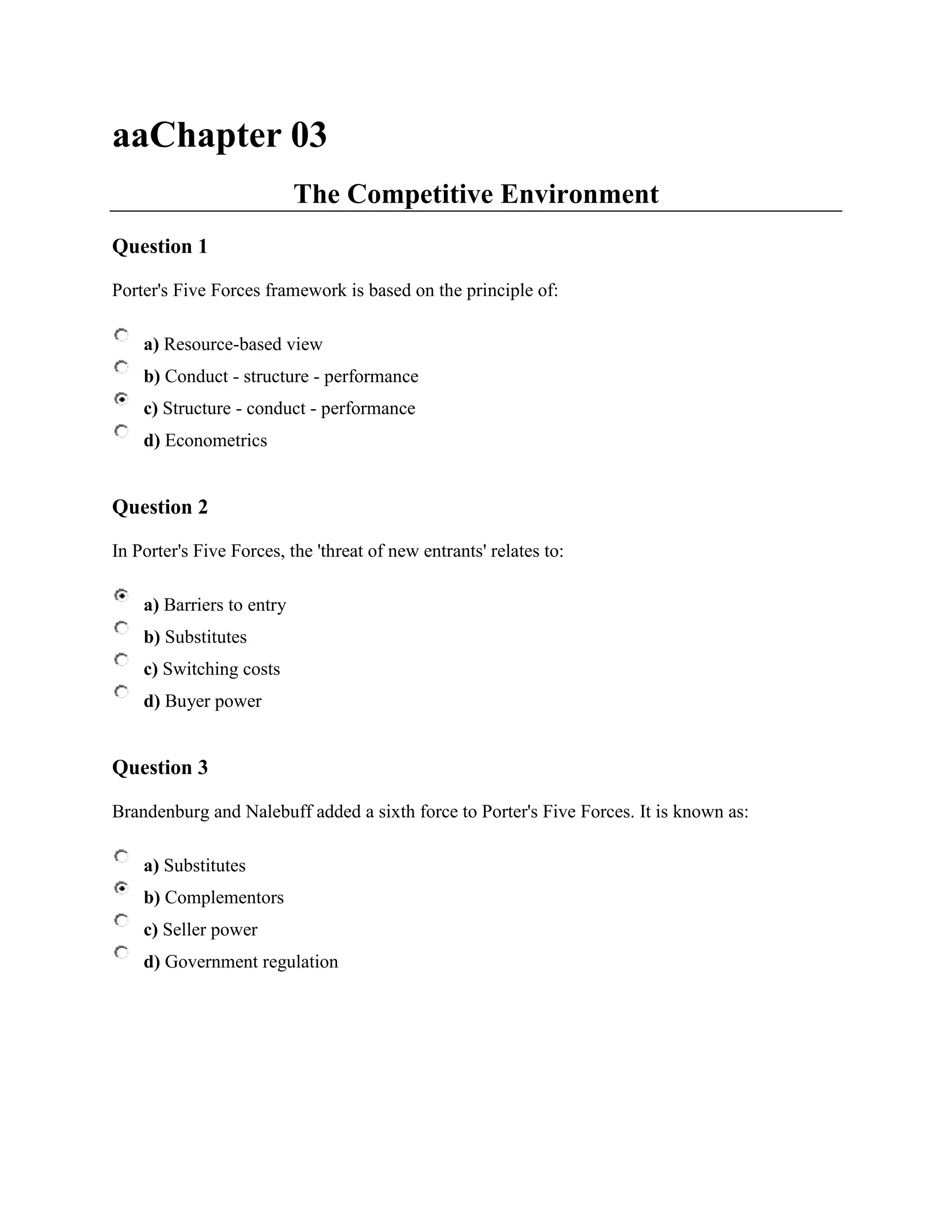 Imp1..Chapter 03 Competitive Environment Mcq | DOCX