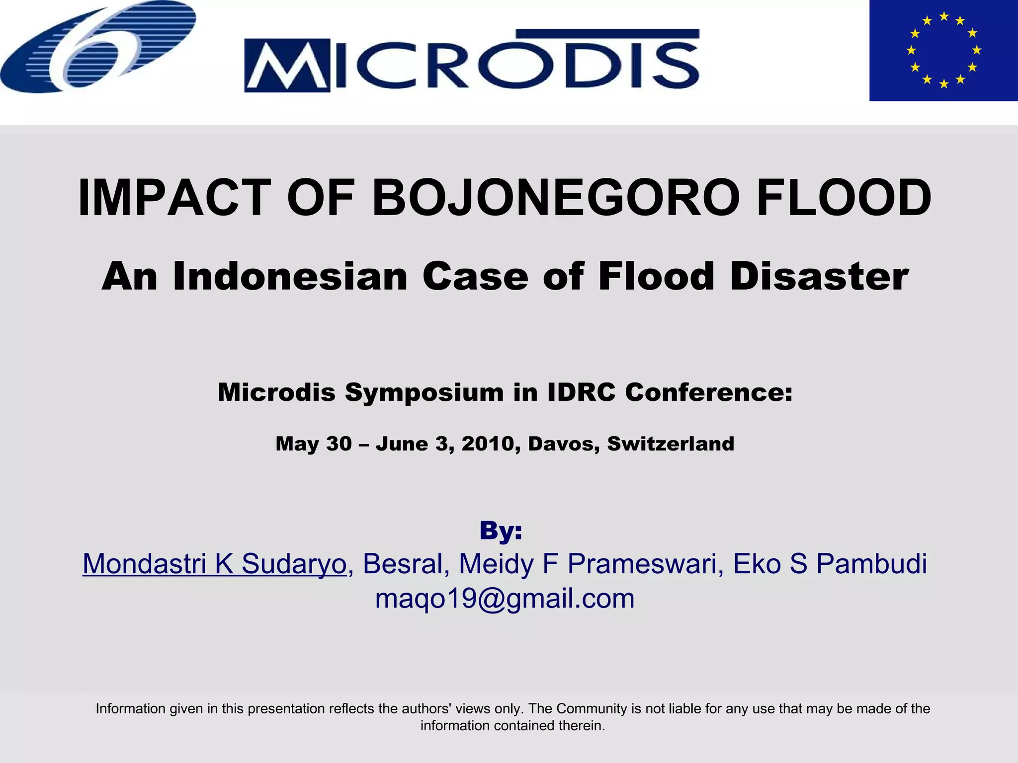 IMPACT OF BOJONEGORO FLOOD: An Indonesian Case of Flood Disaster | PPT ...
