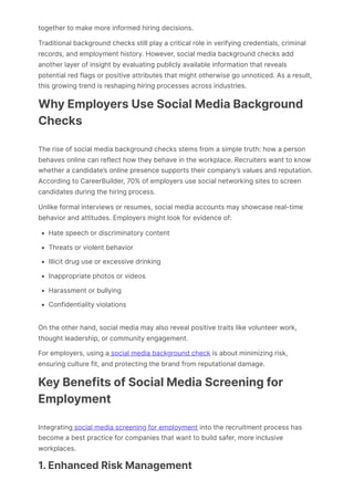 The Impact Of Social Media Background Checks For Employment | PDF
