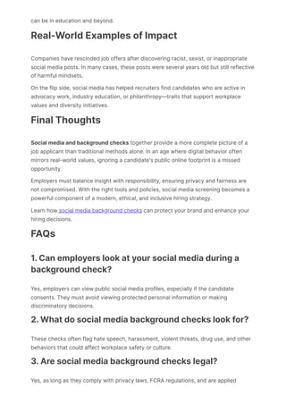 The Impact Of Social Media Background Checks For Employment | PDF