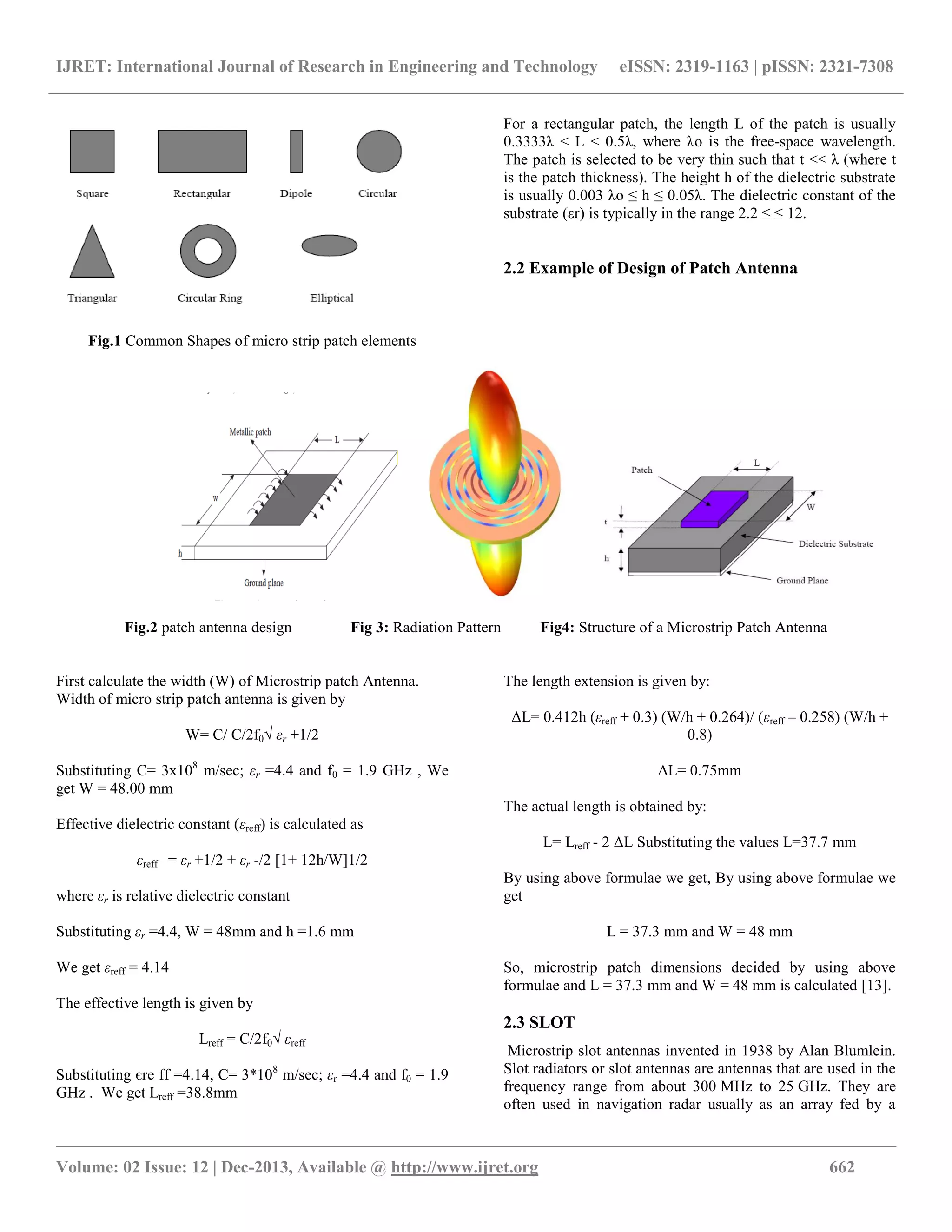 Impact and analytical study of the patch and slot for antenna design | PDF