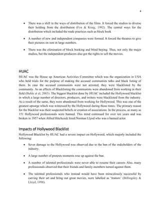 Impact and consequences of paramount decree and huac on hollywood | PDF ...