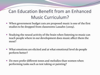 Impact And Role Music Plays On Learning | PPTX