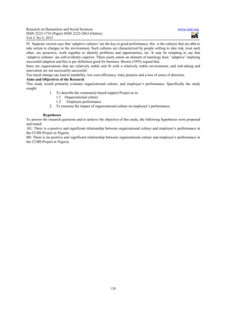 Impact appraisal of organizational culture on employee’s performance | PDF