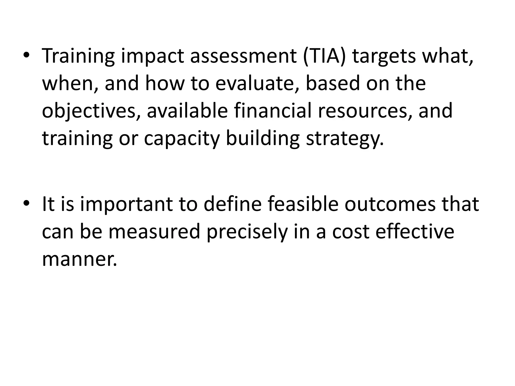 Training Impact assessment or capacity development impact assessment ...