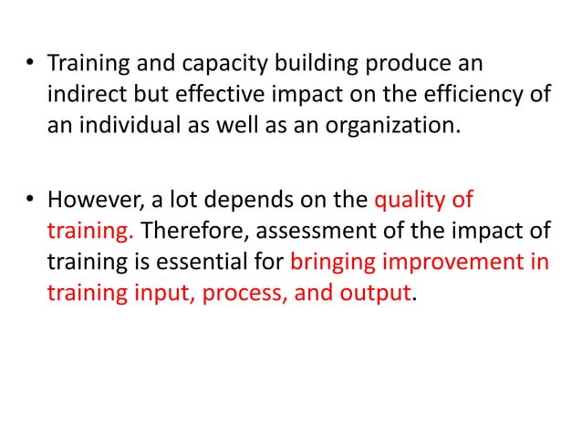Training Impact assessment or capacity development impact assessment ...