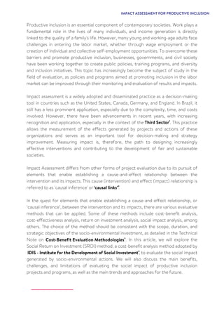Impact Assessment for Productive Inclusion: Methodologies, Challenges ...