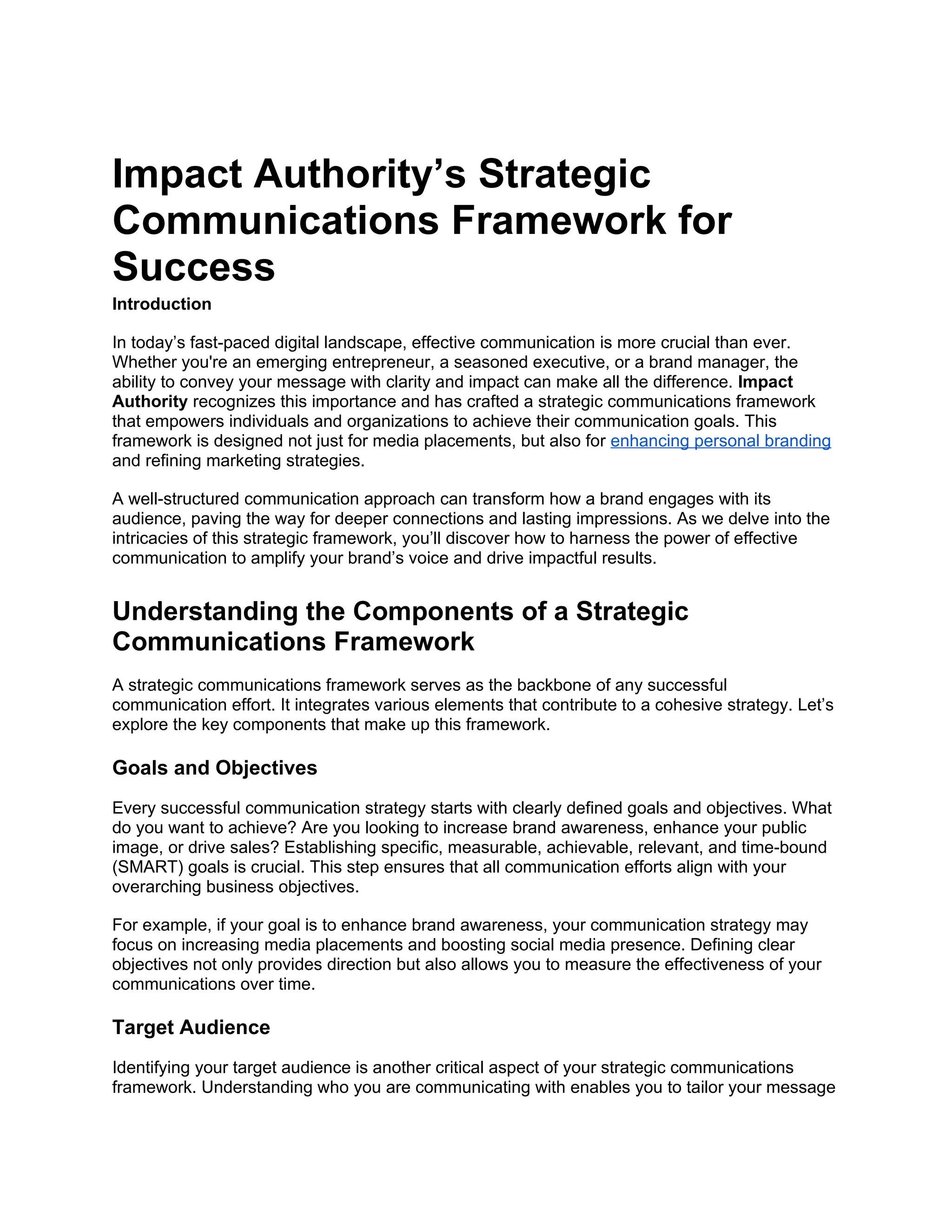 Impact Authority’s Strategic Communications Framework for Success.docx ...