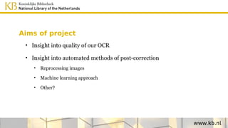 Evaluation and post-correction of OCR of digitised historical ...