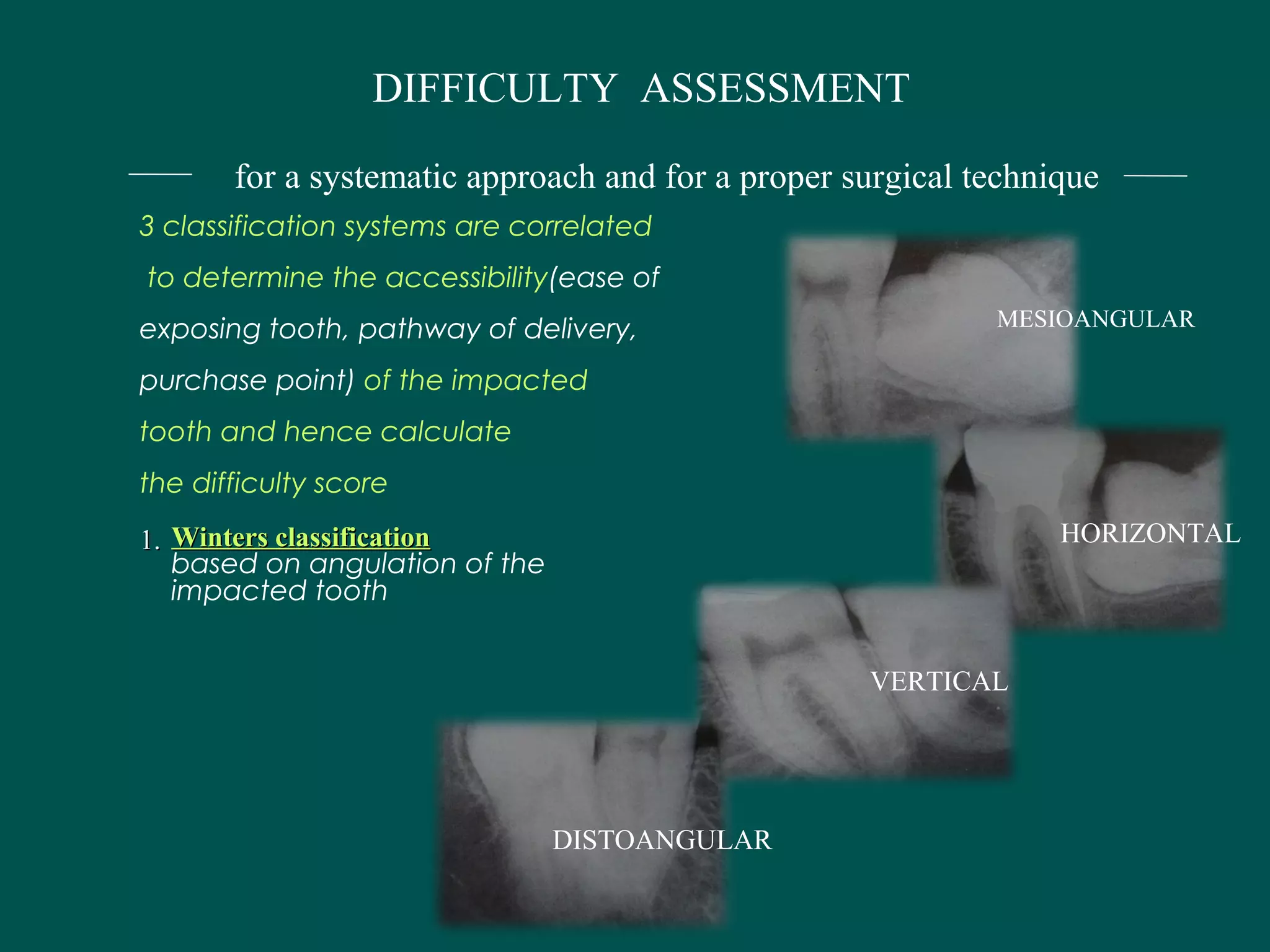 Lower 3rd molar impaction,its assessment and the buccal approach vz the ...