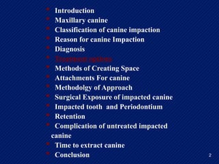 impacted canine tooth: Clinical Features, Radiographic Evaluation, and ...