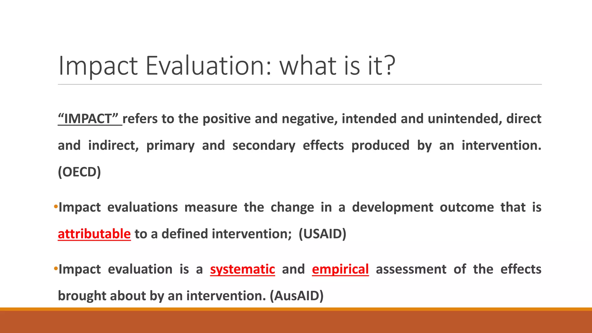 Impact evaluation an overview | PPTX