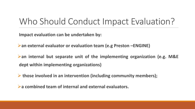 Impact evaluation an overview | PPTX | Educational Assessment | Education