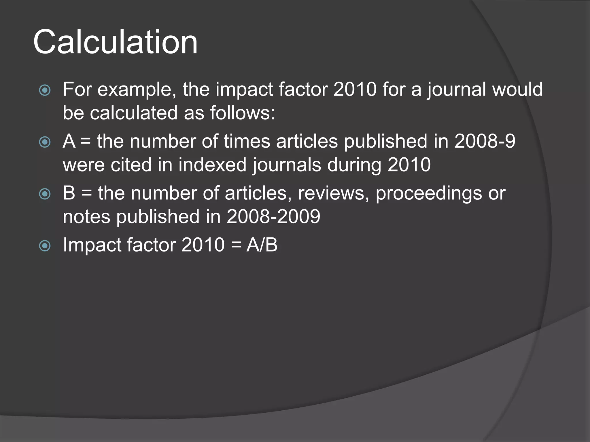 Impact factor of journals | PPTX