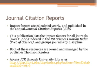 Using Impact Factors in Research & Publication | PPTX