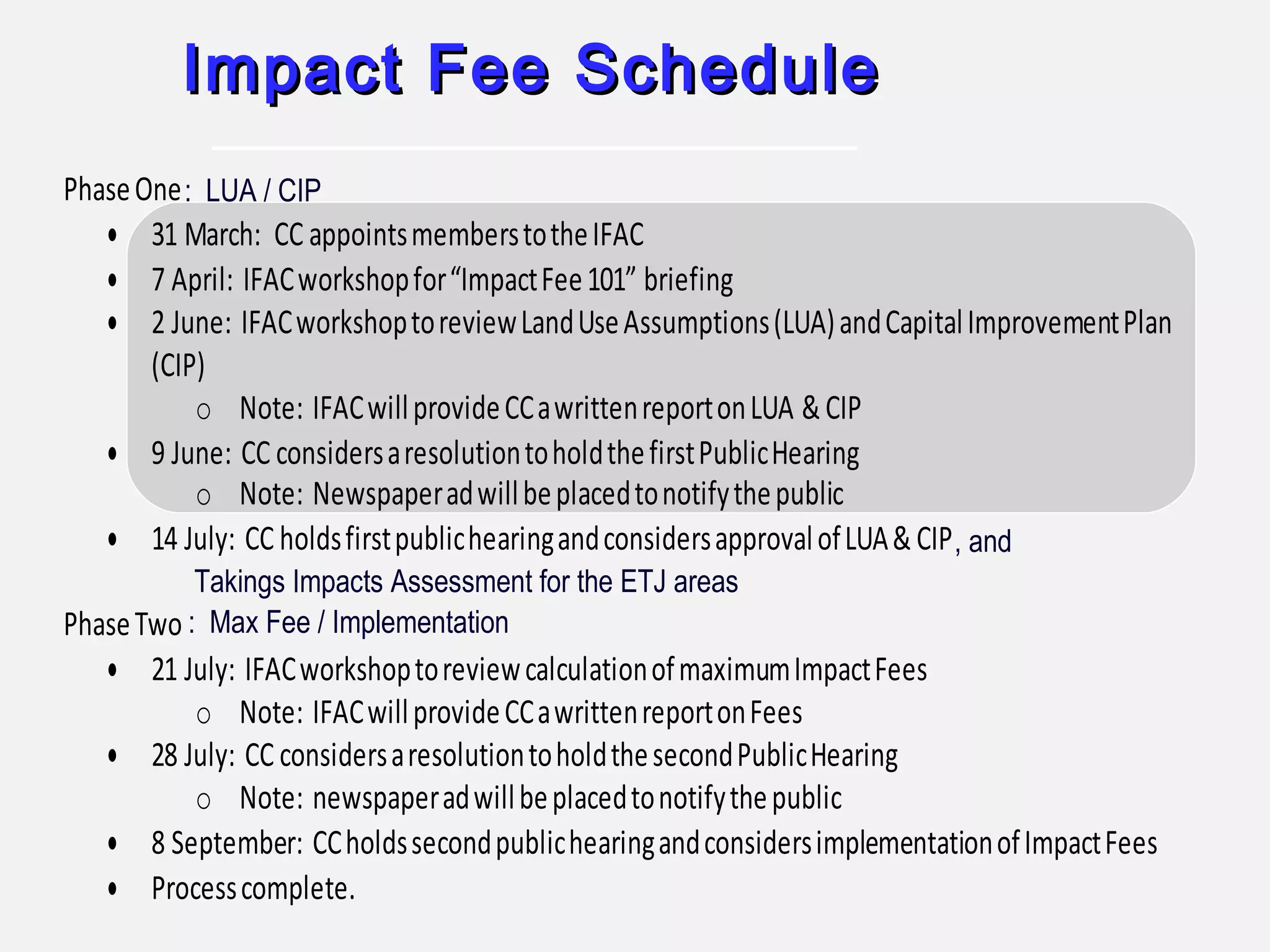 Impact Fees Land Use Assumptions-Capital Improvement Plan Introduction ...
