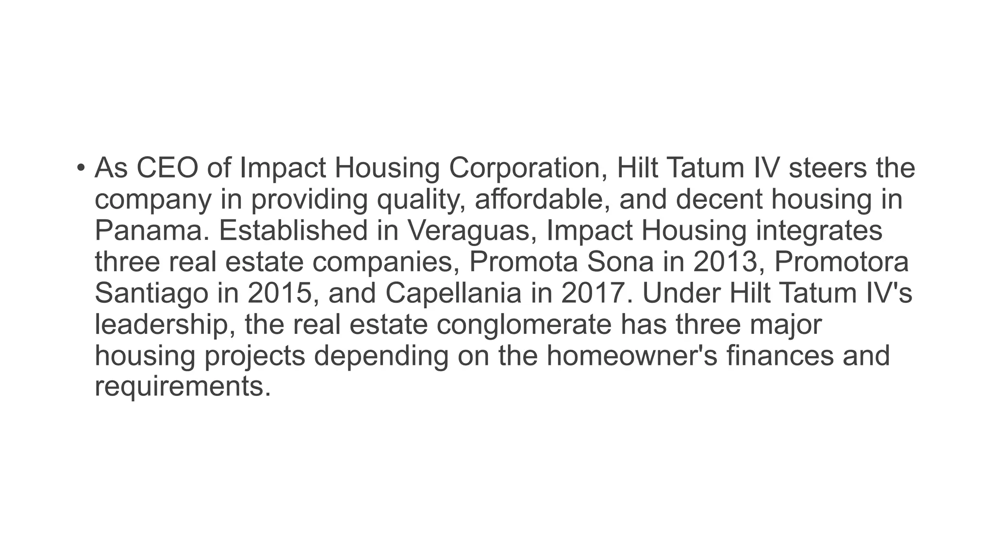 Impact Housing Corporation Provides Three Affordable Home Projects.pptx