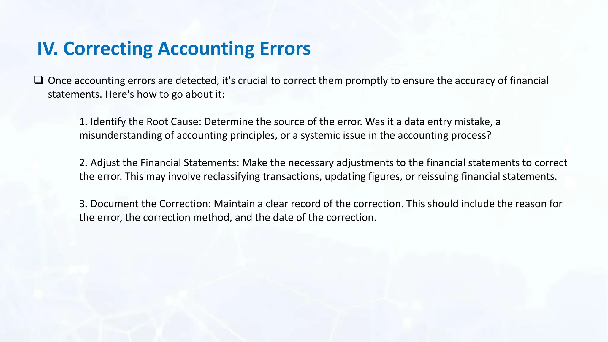 Impact Of Accounting Errors On Financial Statements Detection And