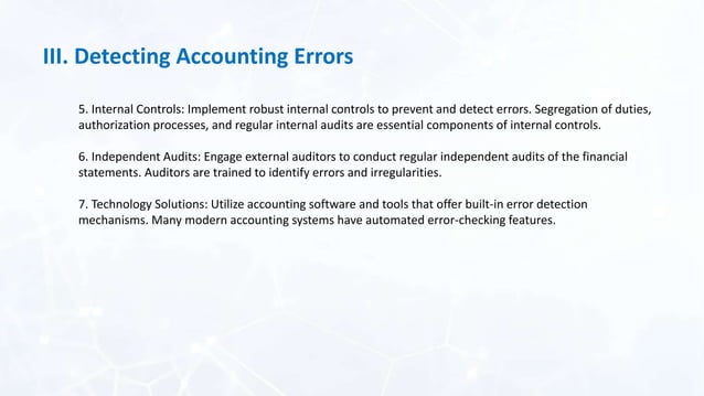 Impact Of Accounting Errors On Financial Statements Detection And Correction Ppt Stocks And