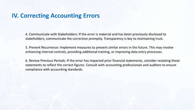 Impact of Accounting Errors on Financial Statements Detection and ...