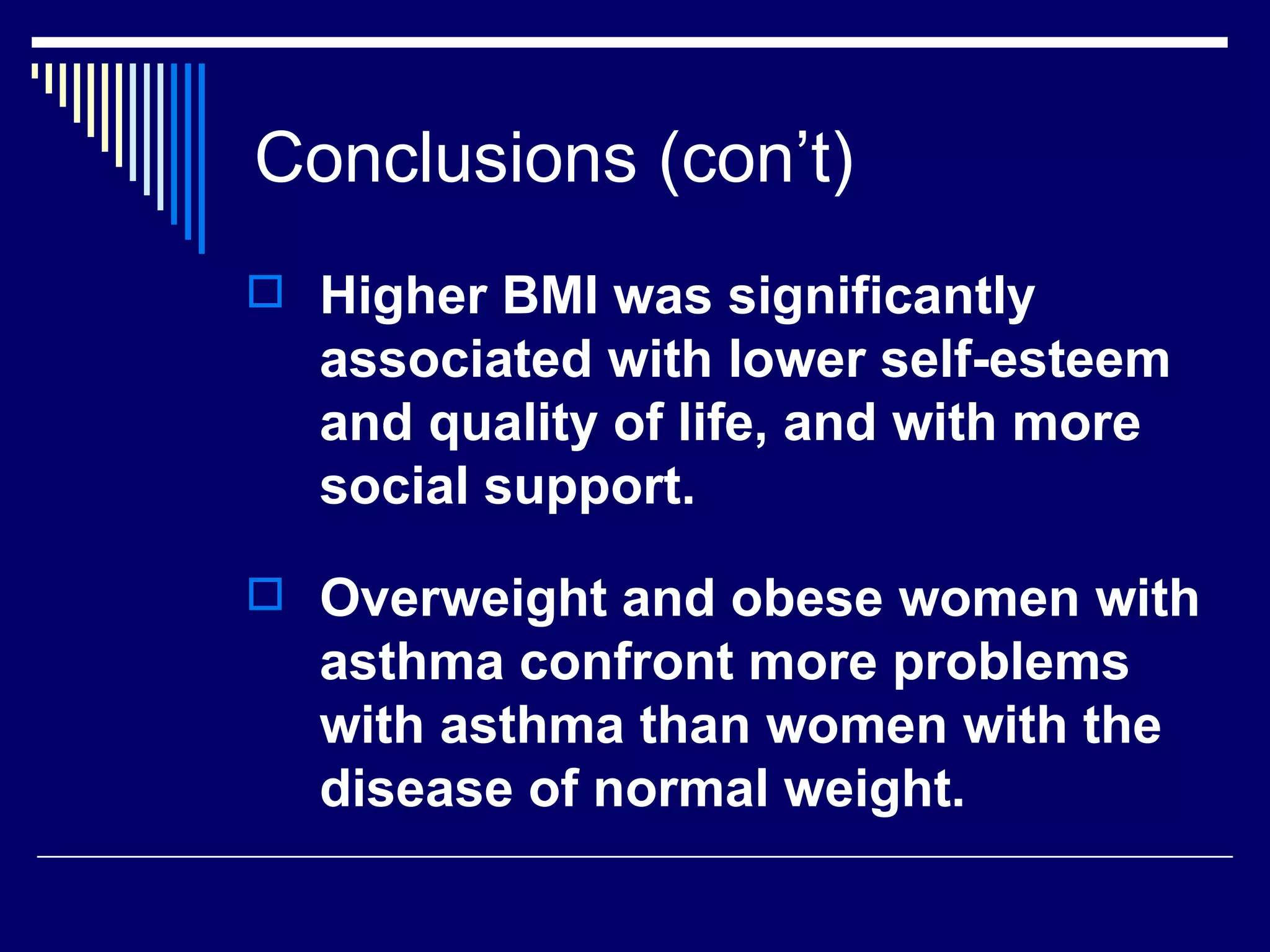 Impact of being overweight in women with asthma | PPT