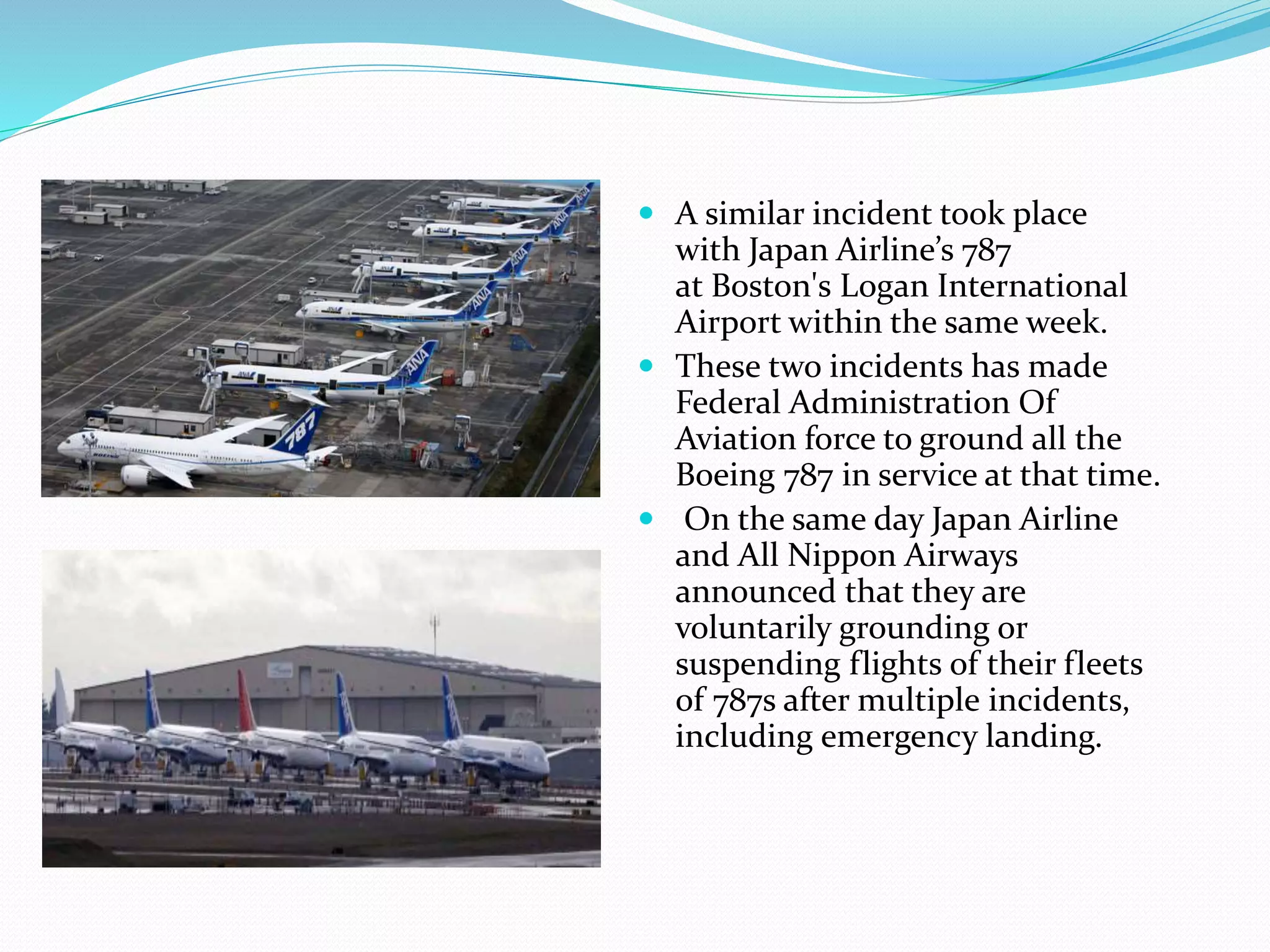 Impact of boeing 787’s battery failure on airlines | PPTX